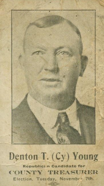 1916 Cy Young County Treasurer Promotional Card - Pre-War Cards